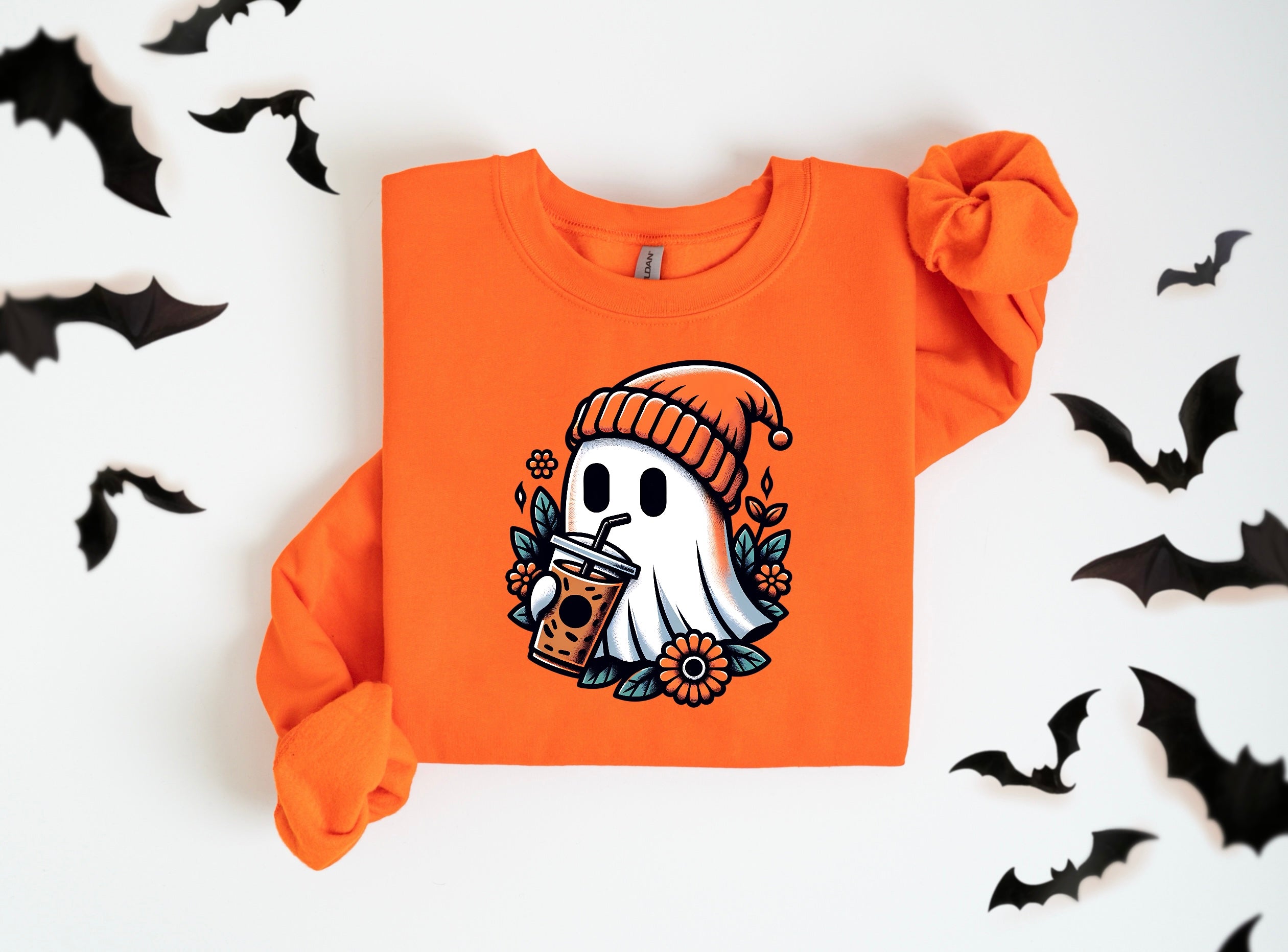 Ghost With Coffee DTF Print – Simple Tymes