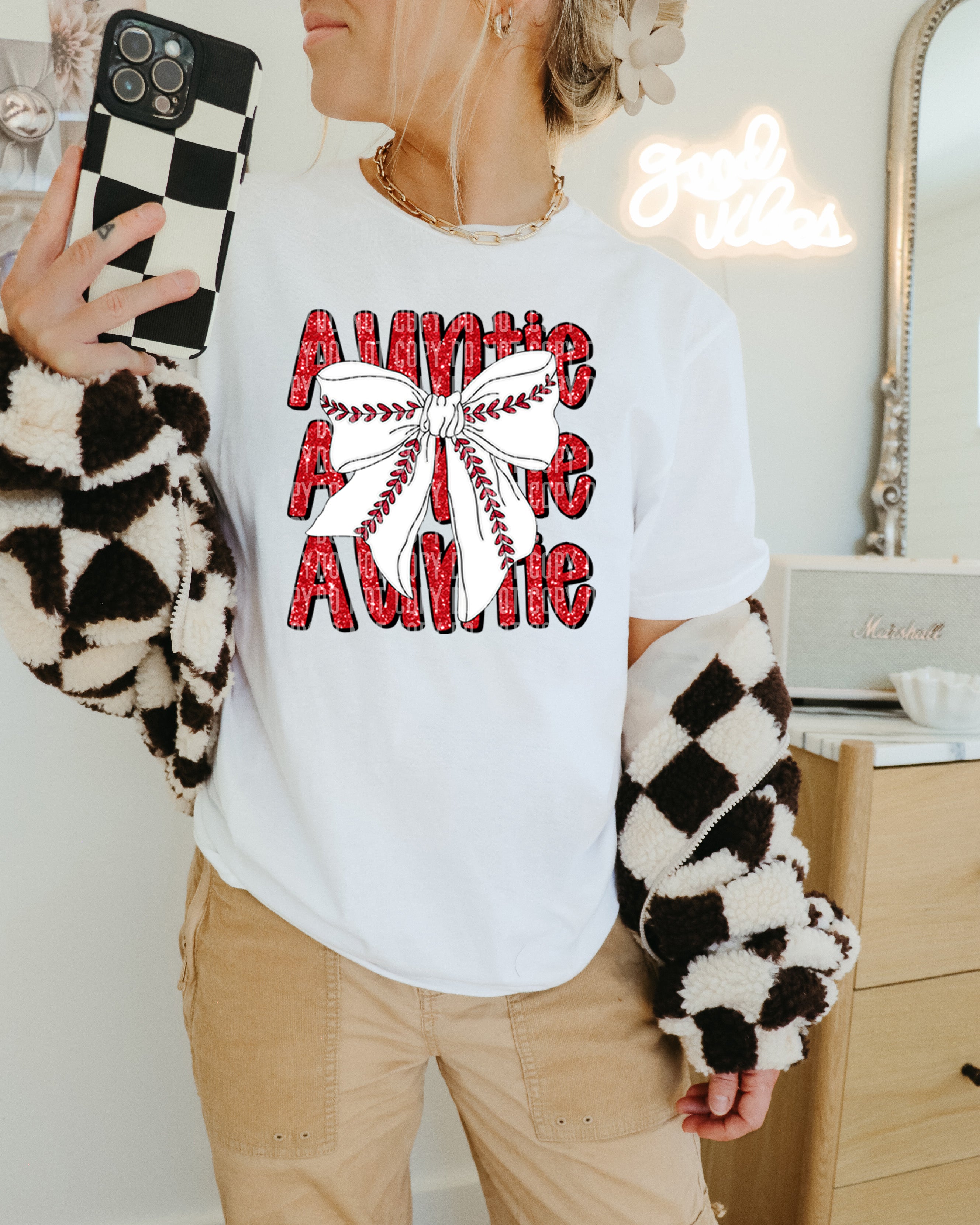 Baseball Bow With Names DTF Print – Simple Tymes