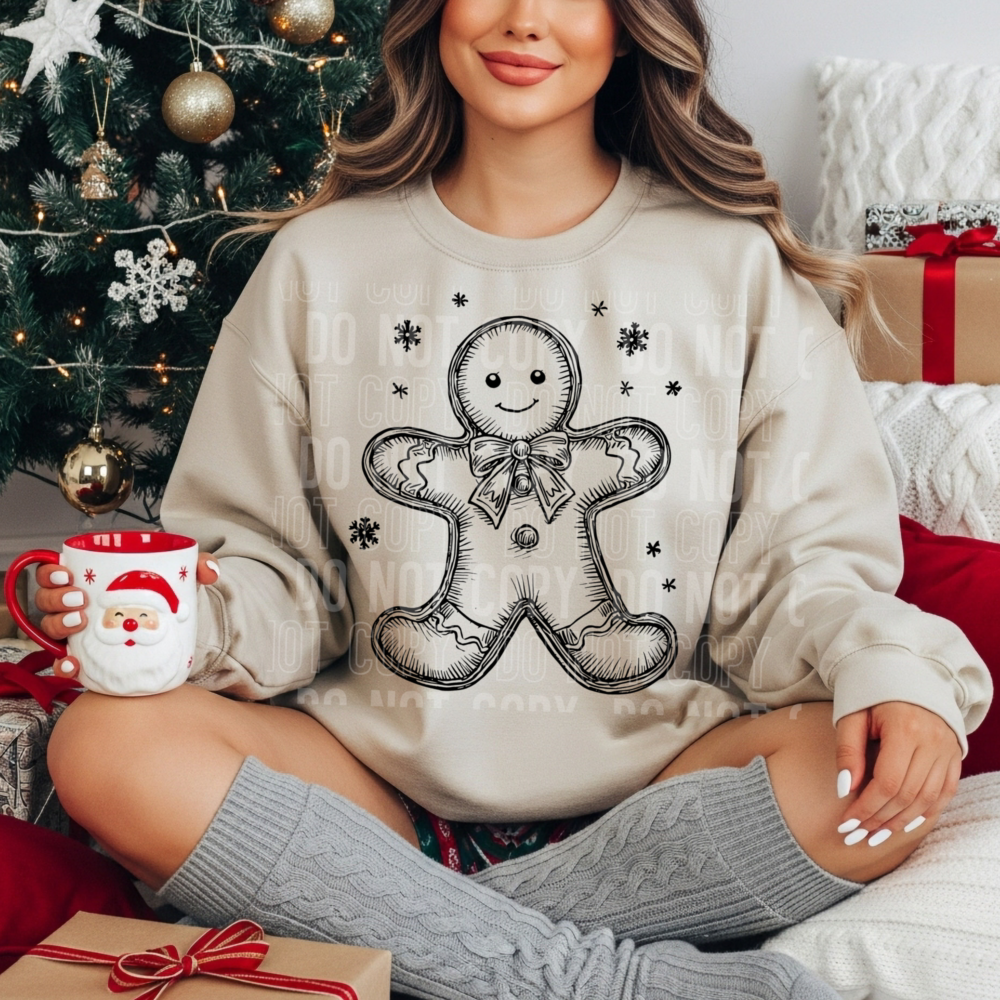 Gingerbread Sketch Black DTF Print – Simple Tymes
