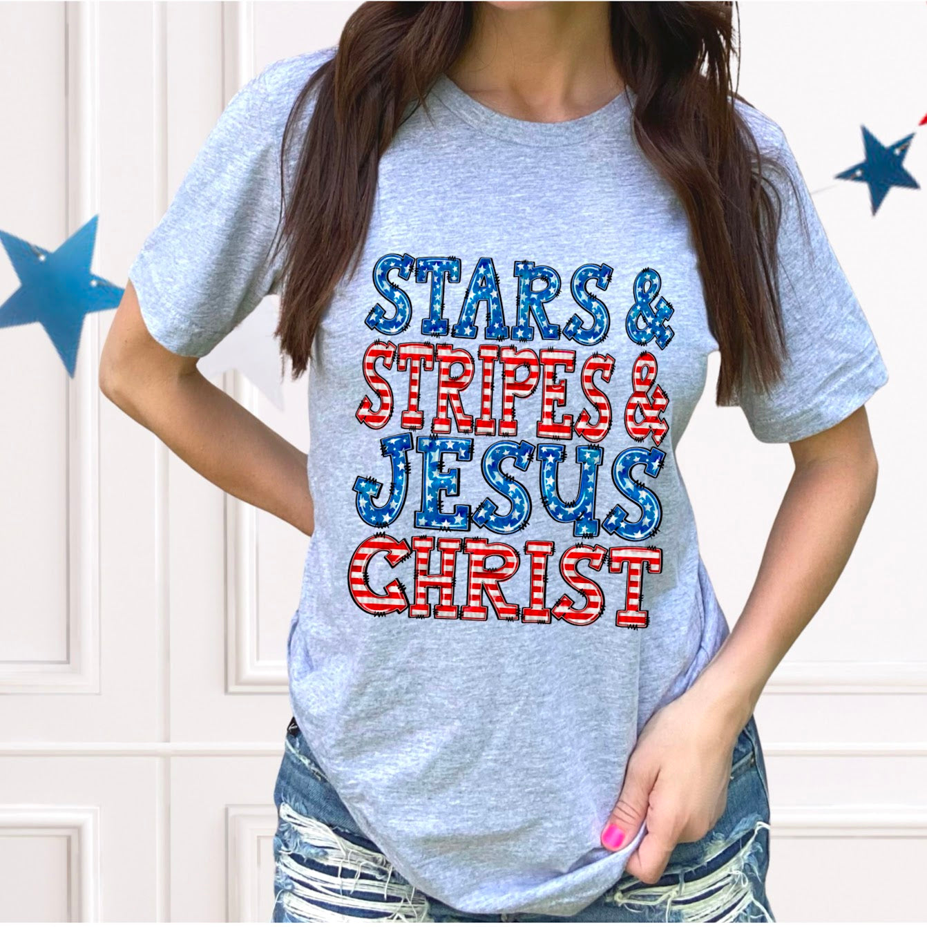 Stars Stripes & Jesus Christ DTF Print – Simple Tymes