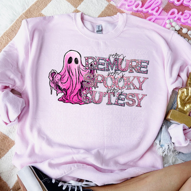 Very Demure Very Spooky Very Cutesy Pink Ghost DTF Print – Simple Tymes